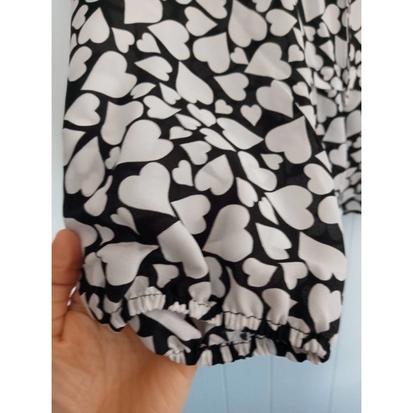 Pleione Tops Nwt Anthro Pleione Heart Print Ruffle Blouse Poshmark